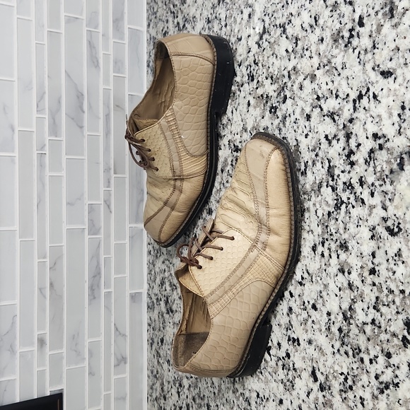 Telani | Shoes | Mens Tan Telani Geuine Alligator Leather Dress Shoes ...